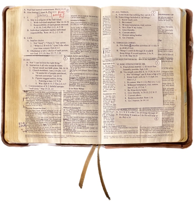 Post Its in Bible 760 – Between Preachers